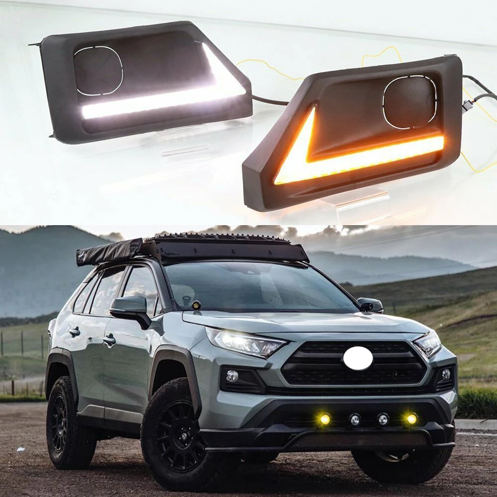 LED DRL Car Daytime Running Light Front Bumper Fog Lamps with Turn ...