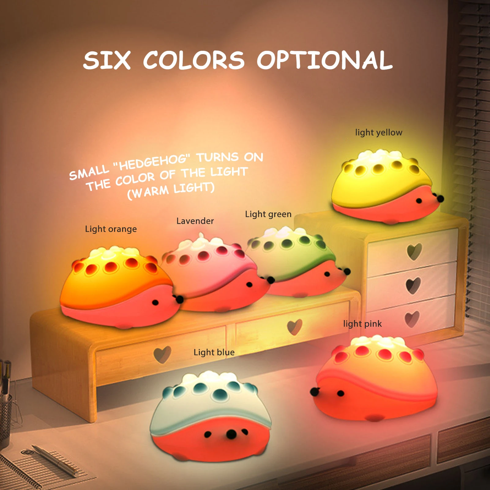 Led Night Lamp Touch Sensor Remote Hedgehog Silicone Animal Night ...