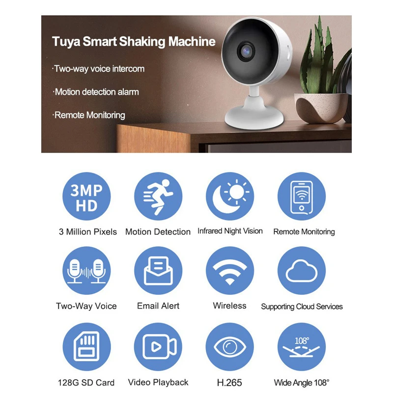 New Mini 360 ° Rotating Home Security Camera Remote HD Night Vision ...