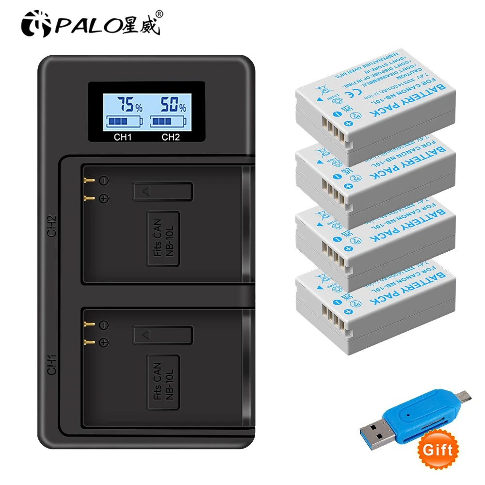Palo 1400mah NB 10L nb10l bateria + lcd carregador com tipo c porto & cabo usb para canon g15 ...