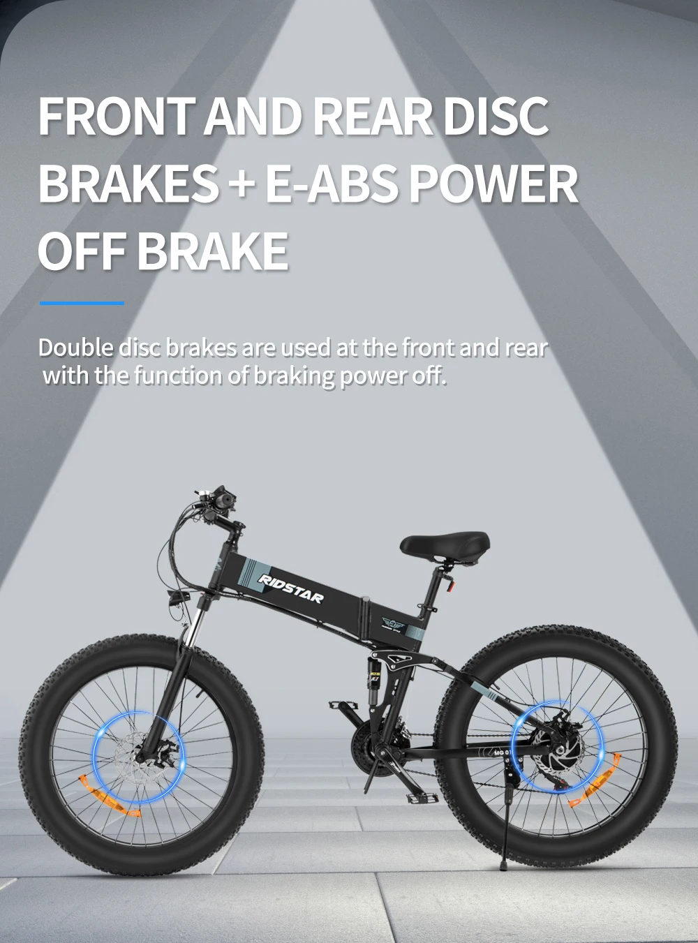 Electric foldable bike Ridstar H26, 1000W, 48V, 15Ah battery - RIDSTAR ...