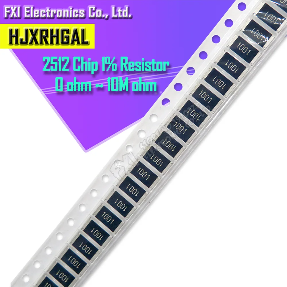 50pcs 2512 1% Smd Resistor 0r ~ 10m 1w 0 1 10 100 150 220 330 Ohm 1k 2 ...