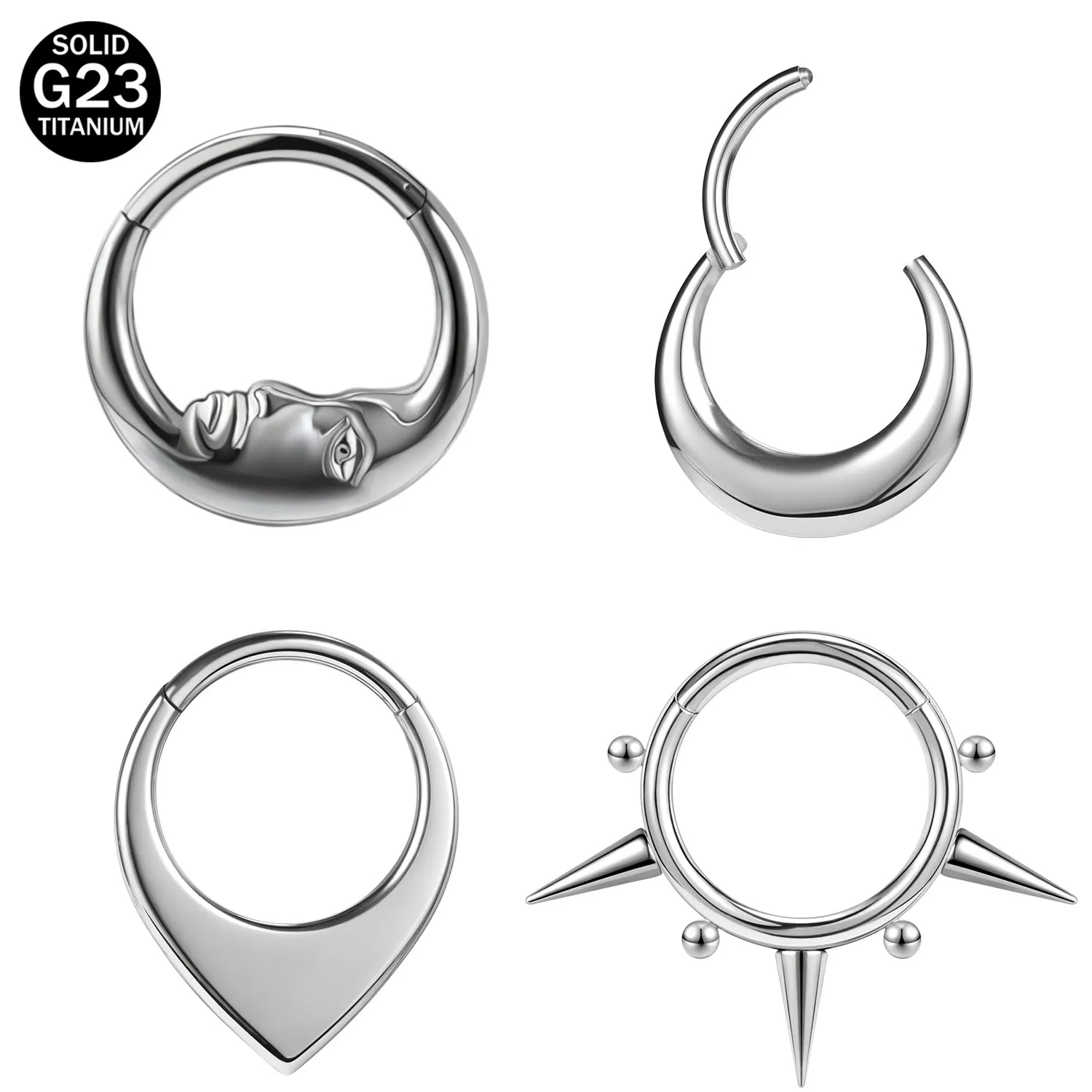 ZS-1PC-16G-G23-Titanium-Spike-Hoop-Nose-Rings-Septum-Nose-Clicker ...