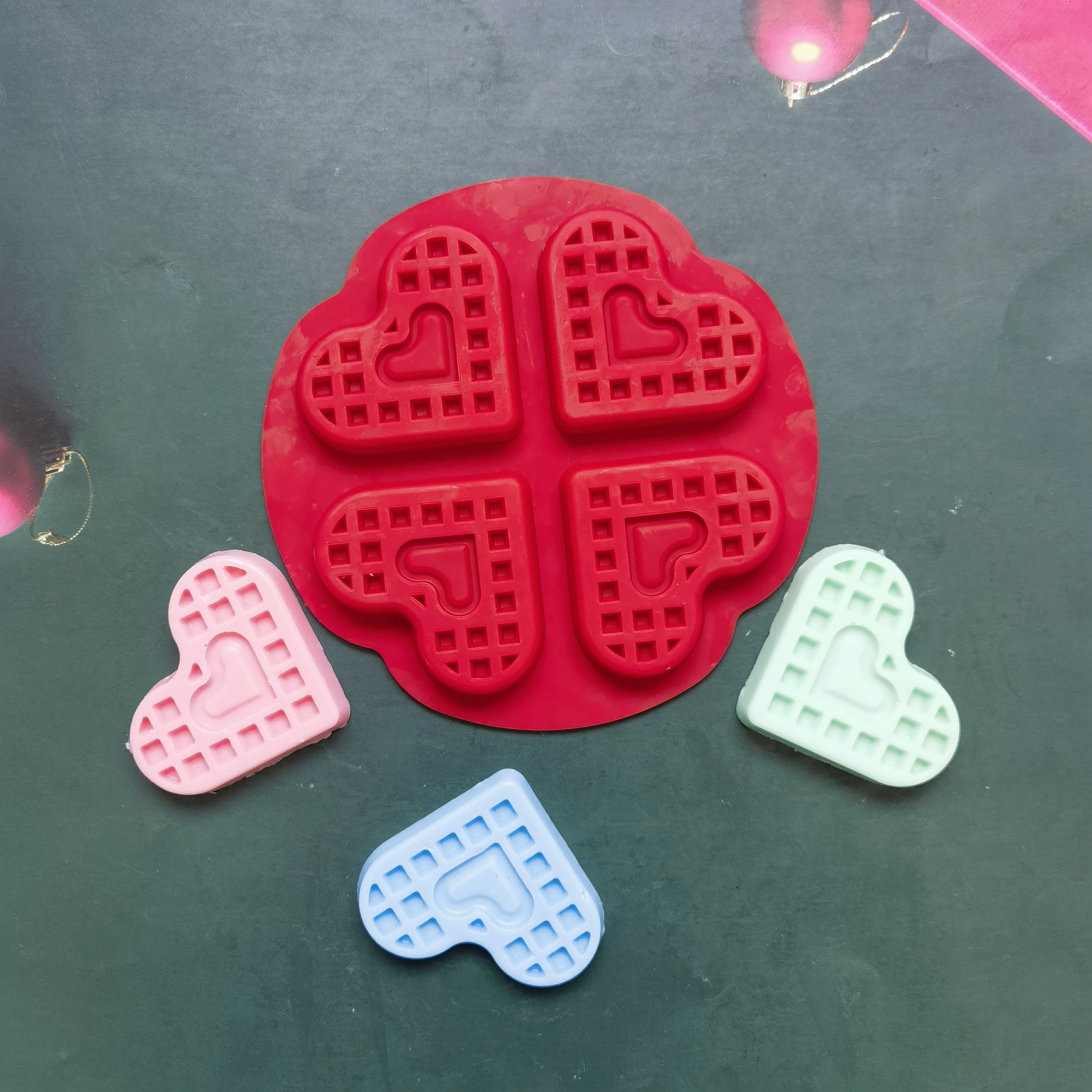 Cora-o-waffle-molde-de-bolo-de-silicone-forma-de-amor-biscoito-molde-de ...