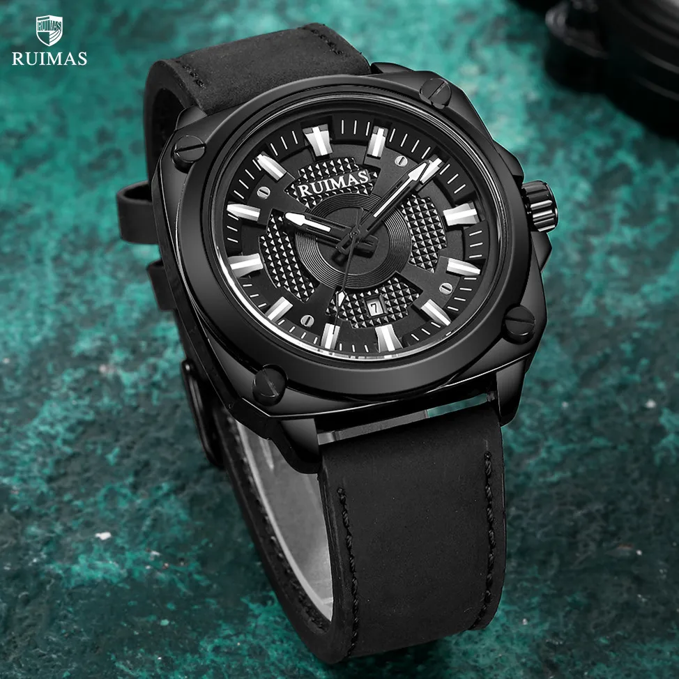 RUIMAS-Military-Sport-Watch-for-Men-Leather-Bracelet-Quartz-Wristwatch ...