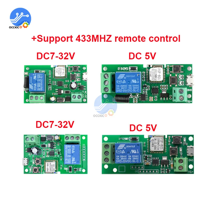 Dc 5v 7v-32v 1 Channel Wifi Remote Control Relay Switch Module Supports ...