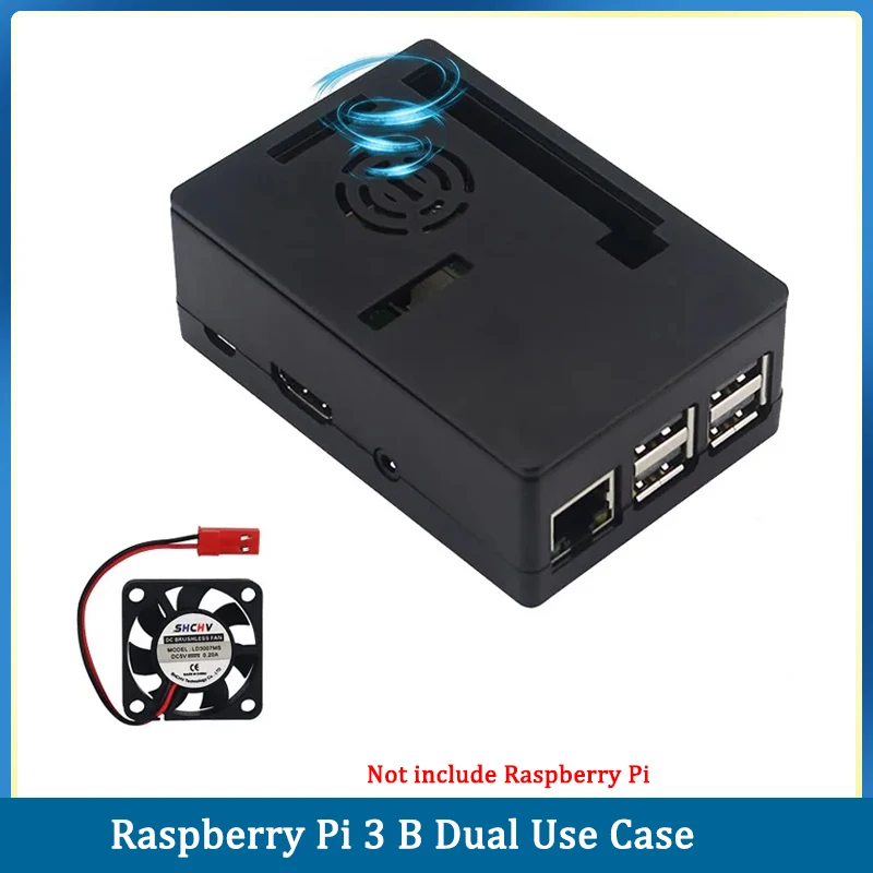 Raspberry Pi 3 B Case Dual Use Plastic ABS Shell Box Option 5V Cooling ...