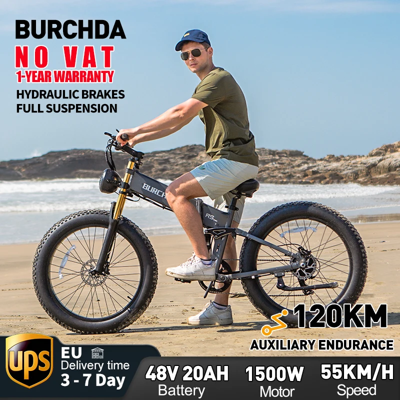 BURCHDA-Folding-Mountaineering-E-Bike55KM-H-48V-20AH-Li-Ion-Battery ...