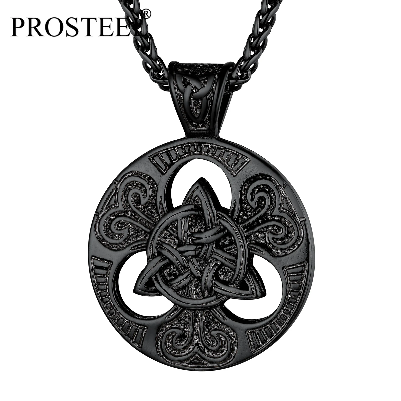 Prosteel Celtic Knot Necklace Nordic Viking Jewelry Round Triquetra ...