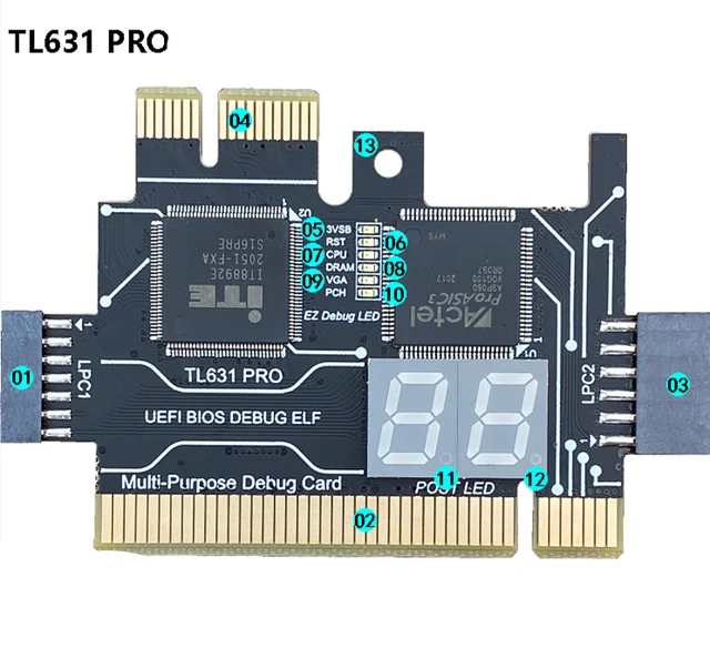 Analyzer LPC Debug Card PCI PCI-E Post Test Kit Motherboard Diagnostic ...