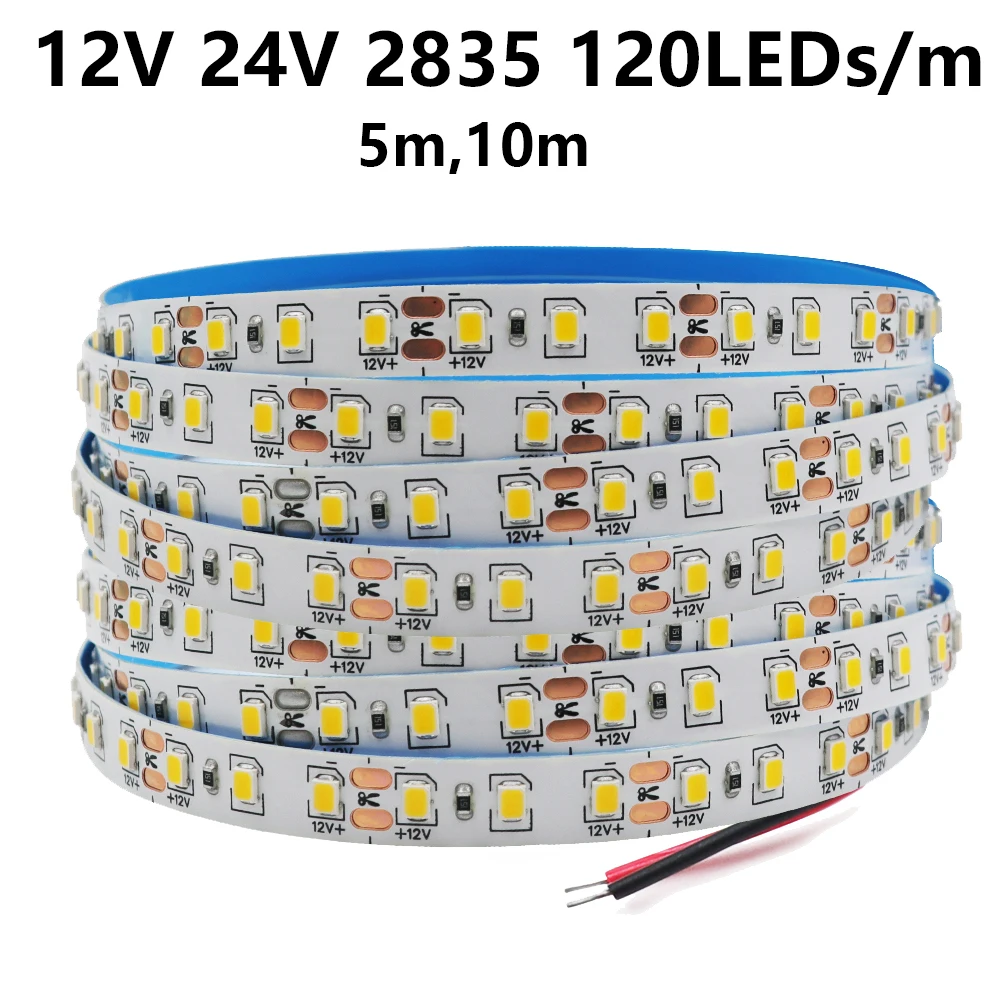 5m-10m-LED-Strip-12V-24V-High-Brightness-SMD-2835-120LEDs-m-Flexible ...