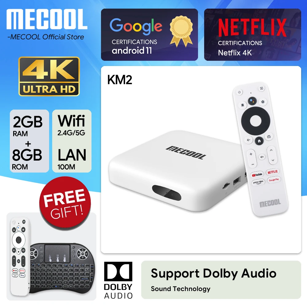 Mecool-KM2-Android-TV-Box-4K-Amlogic-S905X2-2GB-DDR4-USB3-0-SPDIF ...