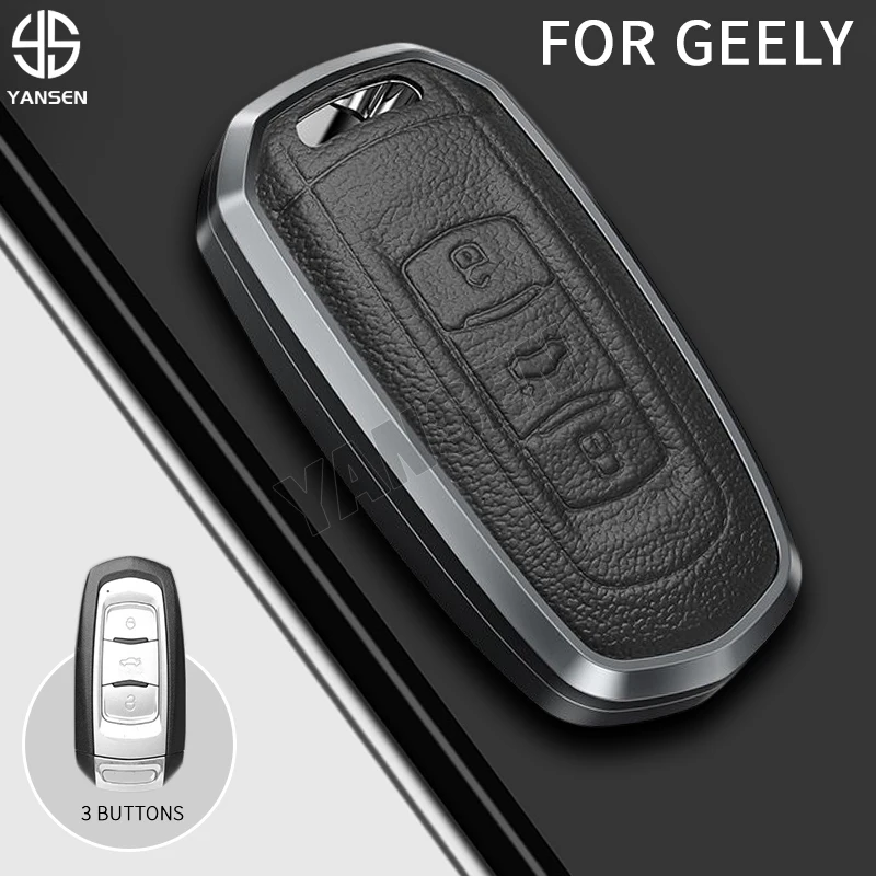 For-GEELY-Hoshiyue-GS-GL-X3-X6-Aluminum-Alloy-Leather-Car-Key-Chain ...