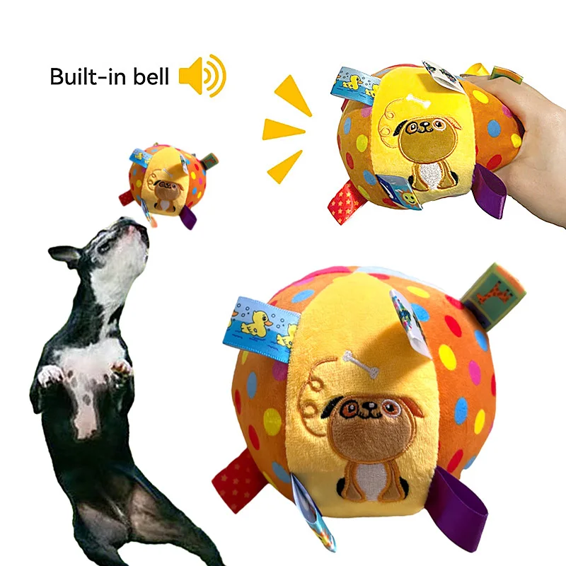 Plush-Dog-Vocal-Toy-Ball-Funny-Interactive-Pet-Toys-with-Bells-Cleaning ...