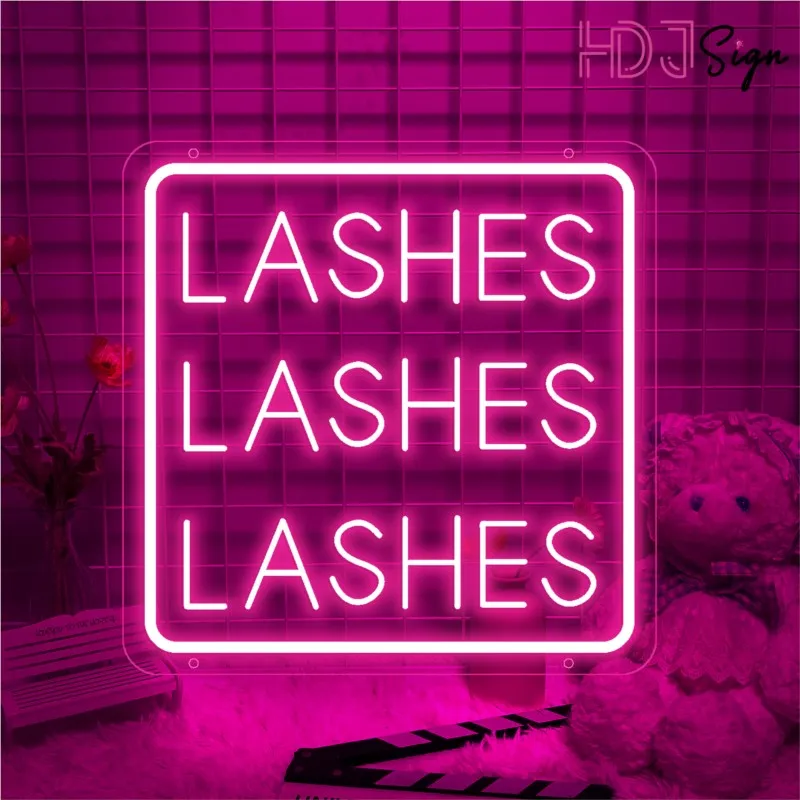 Lashes Lashes Lashes Neon Sign Brows Gift Custom 3D Engraving LED Light ...