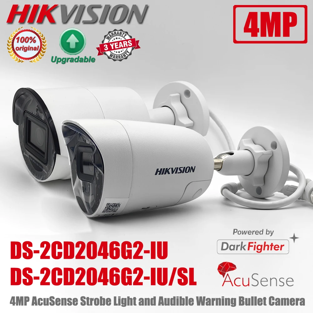 Hikvision-Câmera DarkFighter Mini Bala, DS-2CD2046G2-IU, SL, 4MP, IP67, POE, IR, AcuSense, DS ...
