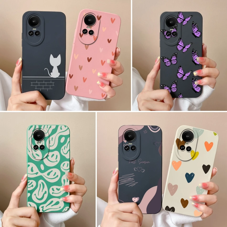Cases-For-Oppo-Reno-10-Pro-5G-Heart-Butterfly-Full-Protection-Soft ...