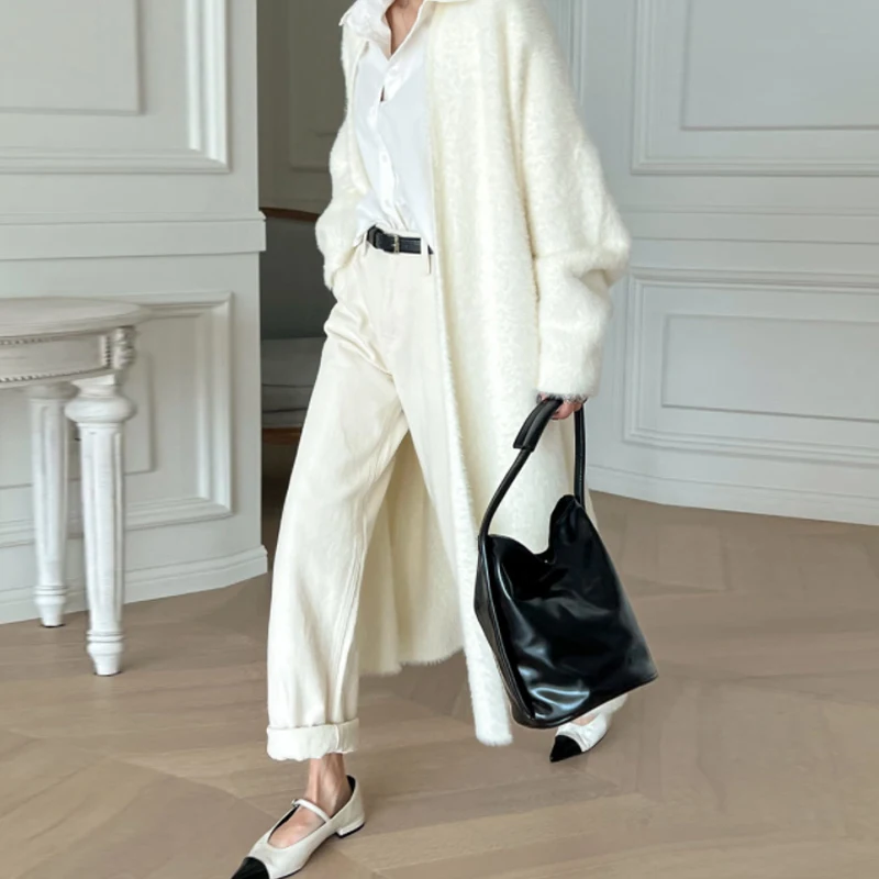 Chic Beige Waterproof Mink Cardigans Women 2022 Winter Soft Elegant ...