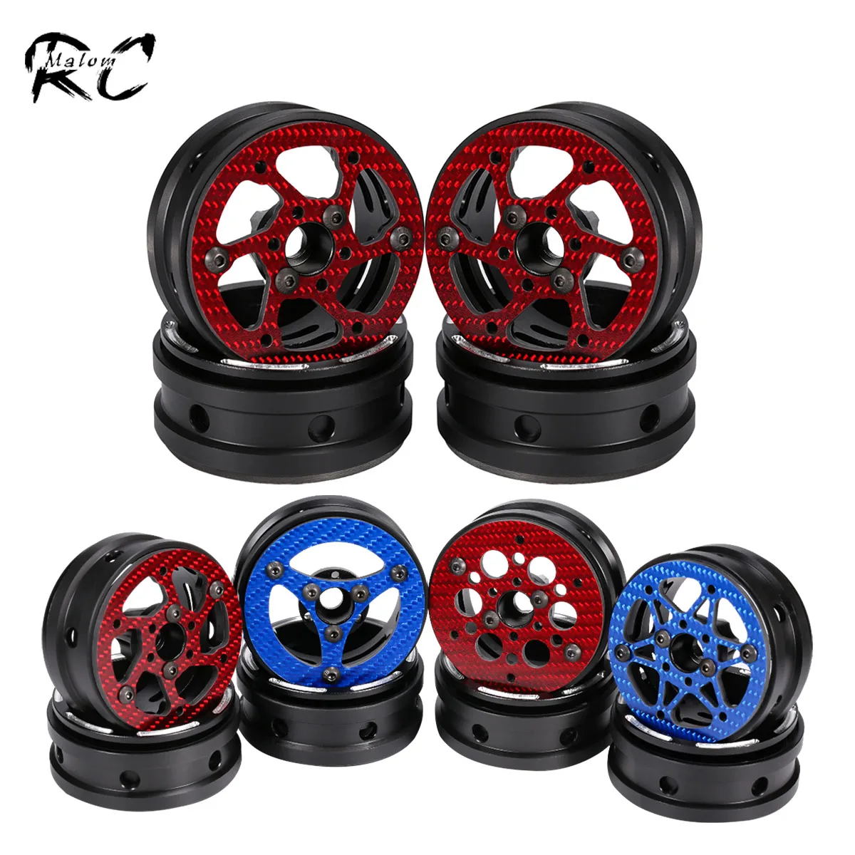 1-9-Coloured-Carbon-Fiber-and-Aluminum-Beadlock-Wheels-Rim-for-1-10-RC ...