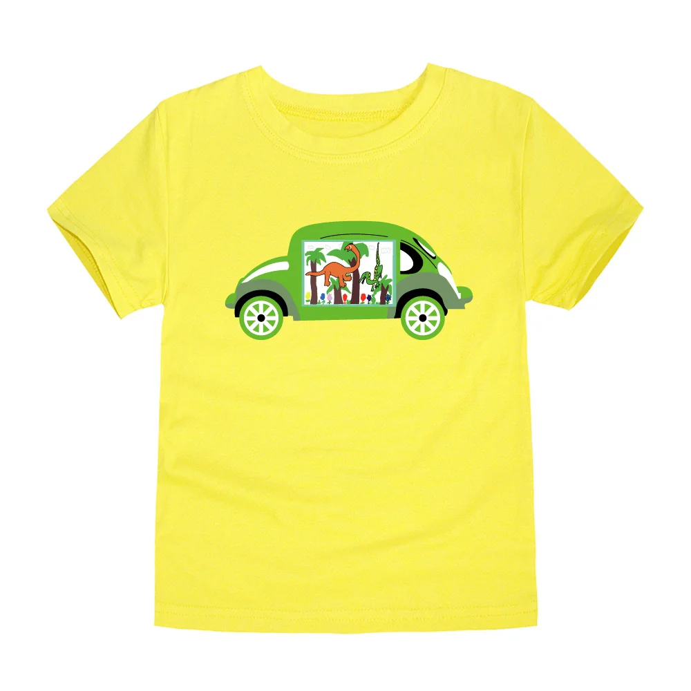 Funny-Cartoon-Tshirt-for-Kids-Boys-Clothes-Dinosaur-Car-Print-Toddler ...