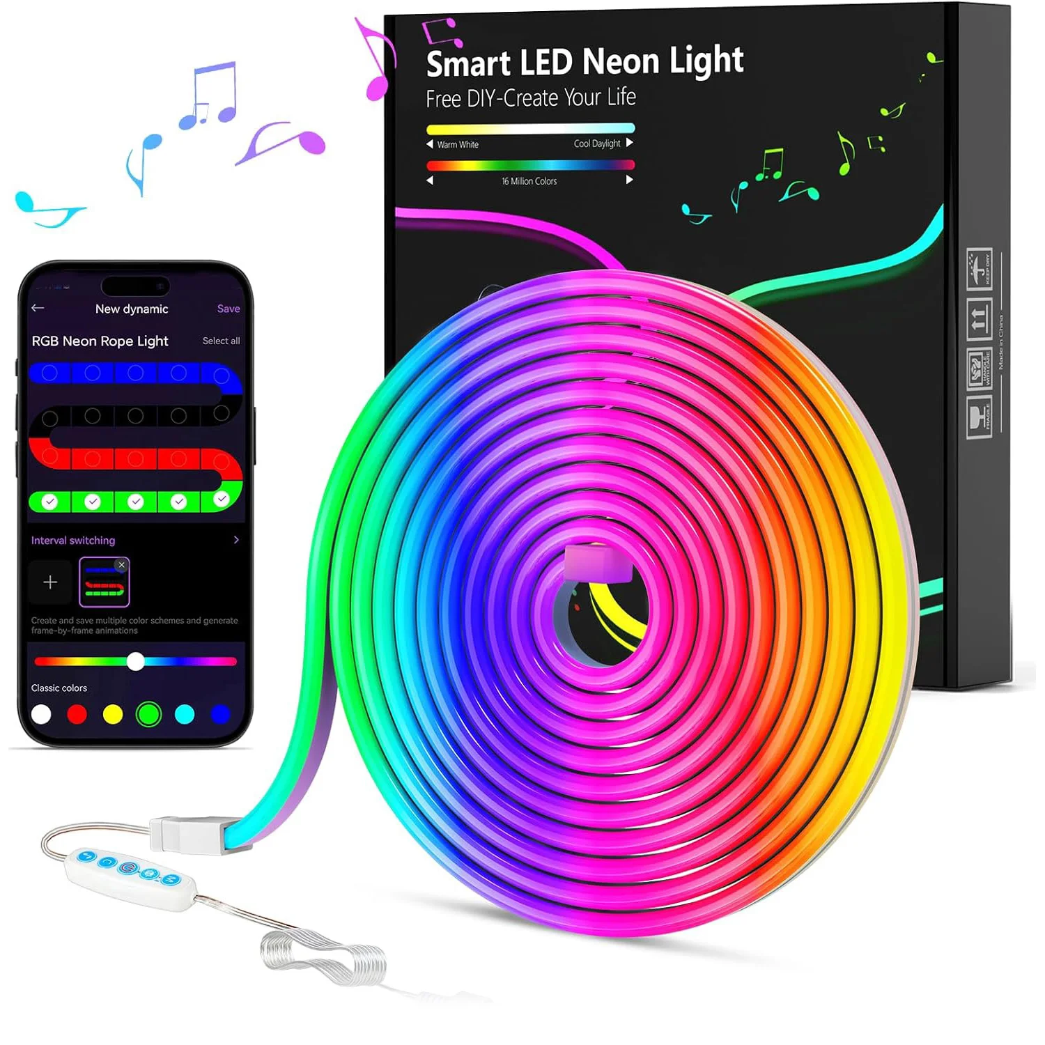 Neon-LED-Strip-Light-1-2-3M-Silicone-Neon-Rope-Light-Music-Sync-DIY-APP ...