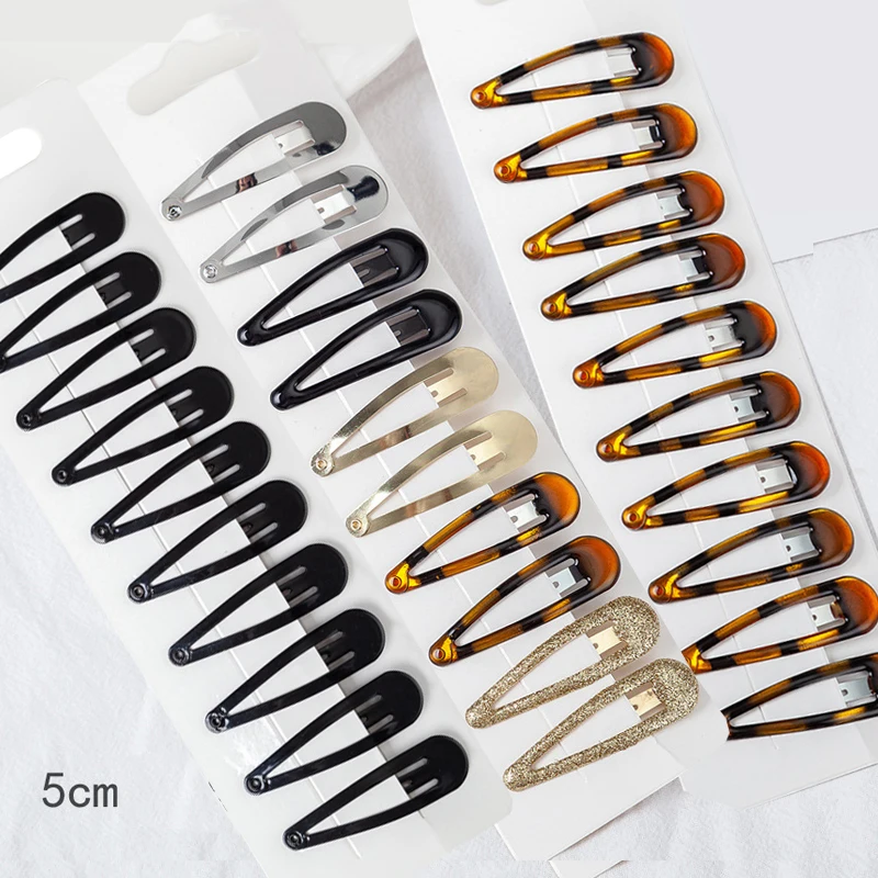 10/20/set Women Black Waterdrop Shape Basic Alloy Hair Clips BB ...
