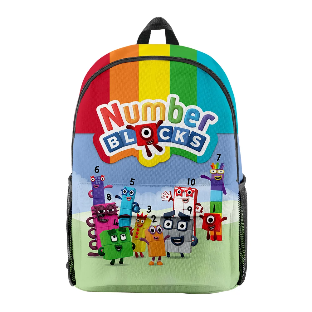 3D Numberblocks Anime Backpack Kids Primary Middle School Students Boys ...