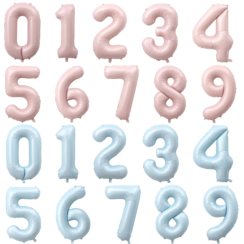 16-32-40inch-Light-Pink-Blue-number-balloons-Foil-Balloon-Birthday ...