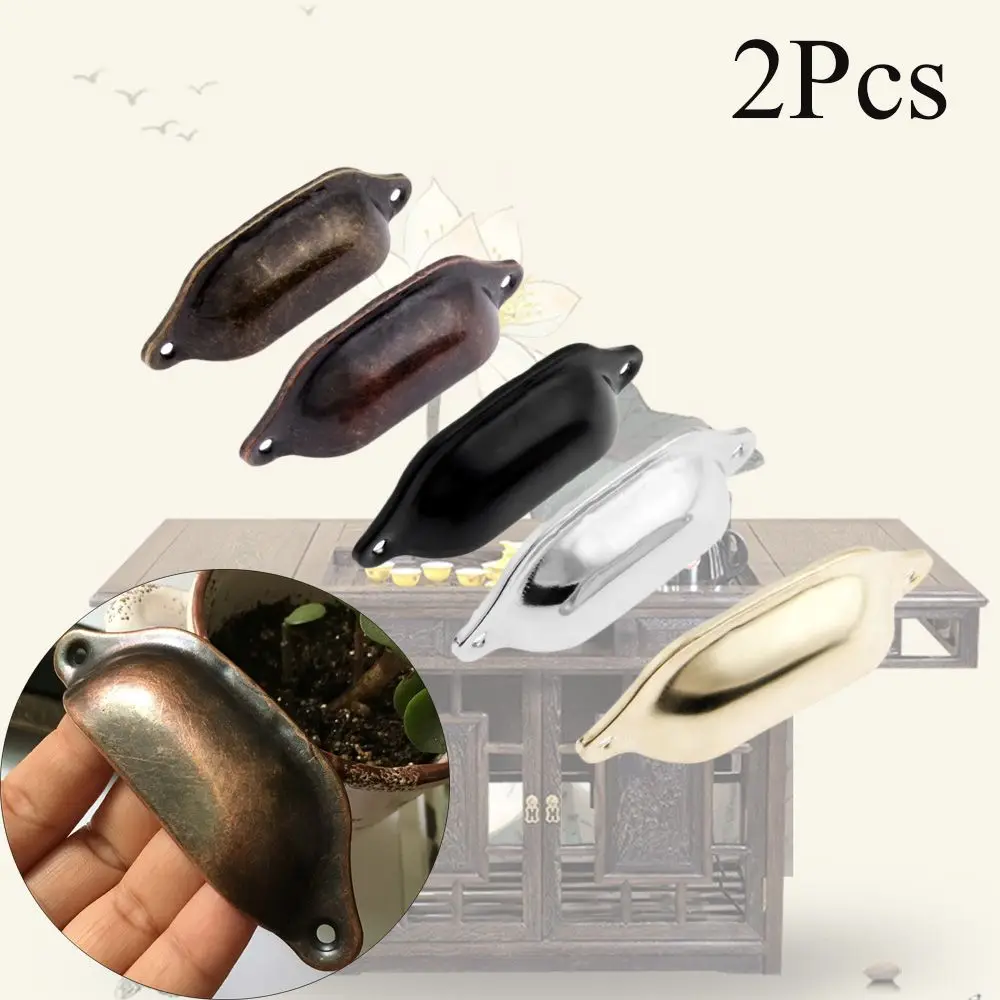 2PCS-Kitchen-Hardware-Shell-Shape-Antique-Brass-Furniture-Cabinet ...