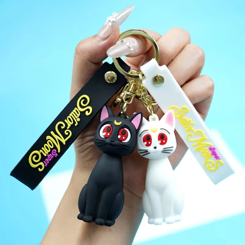 Cute-Cat-Keychain-for-Car-Anime-Keychains-Women-Doll-Keyring-Luna ...