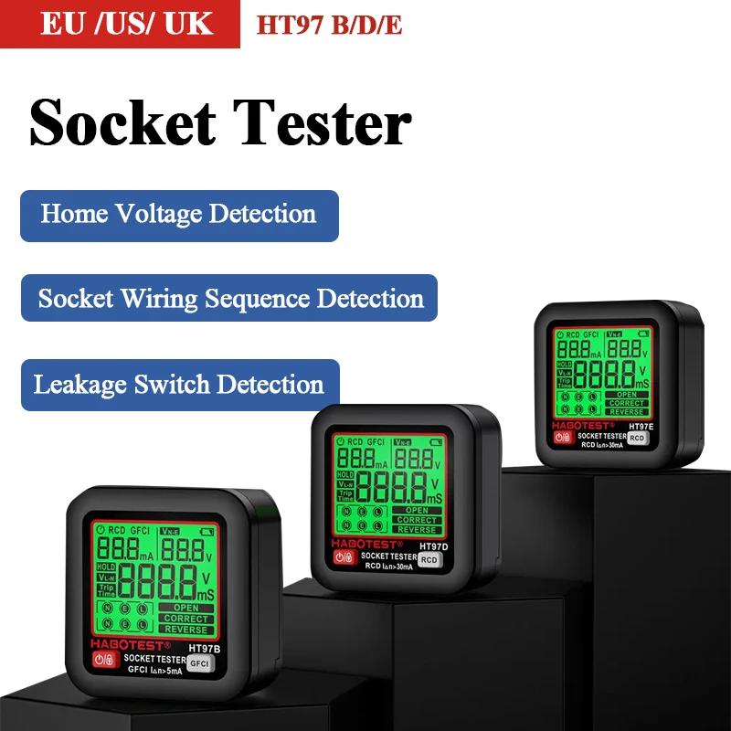 Digital-Socket-Tester-Voltage-Test-Socket-Detector-30mA-RCD-Test-Ground ...