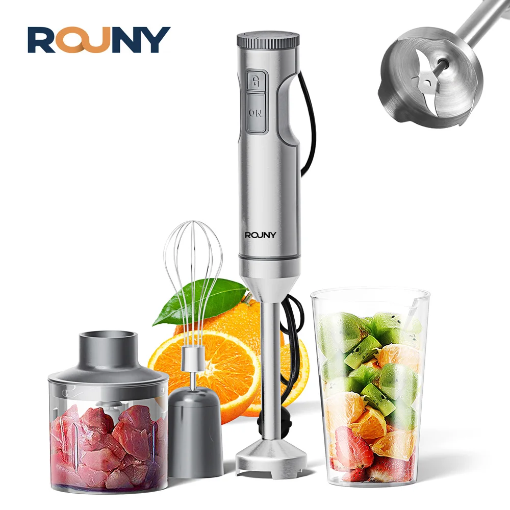Hand Immersion Blender Powerful 4-in-1,Stainless Steel Stick Food Mixer ...