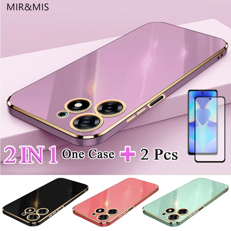 2-IN-1-Tecno-Spark-10-Pro-Gold-Edge-Plating-Case-With-Two-Piece-Curved ...