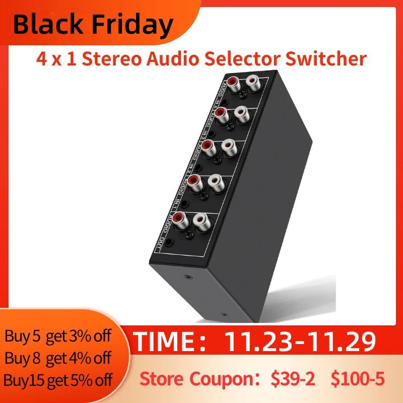 Stereo-Audio-Selector-Switcher-4X1-Passivo-3-5mm-Aux-L-R-RCA-Audio ...