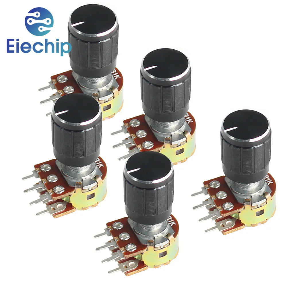 5Set-Potentiometer-Kit-with-Black-Knob-Caps-WH148-15MM-6Pin-1K-2K-5K ...