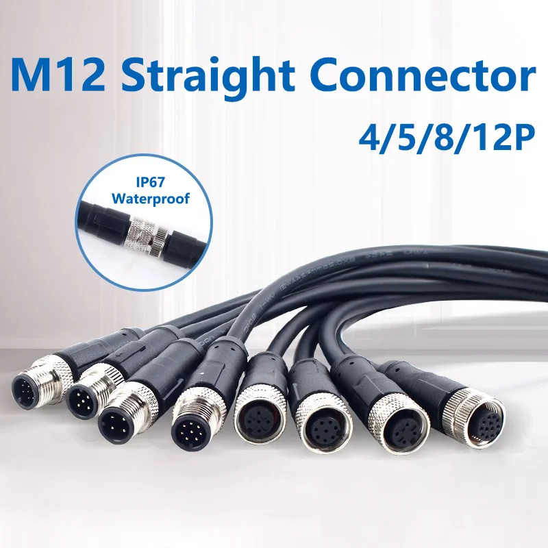 Imperme-vel-M12-Sensor-Connector-Masculino-Feminino-Avia-o-Plug-Wire-Um ...