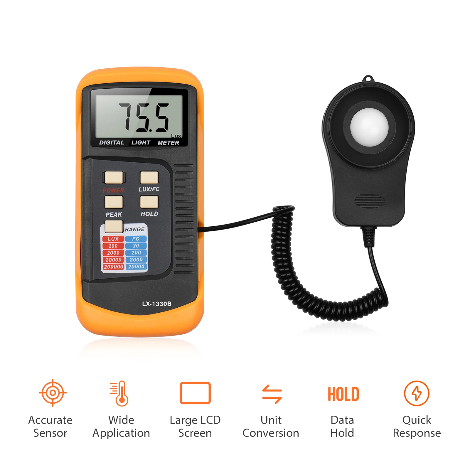 Light Intensity Tester Digital Illuminance Light Meter Manual 200 ...