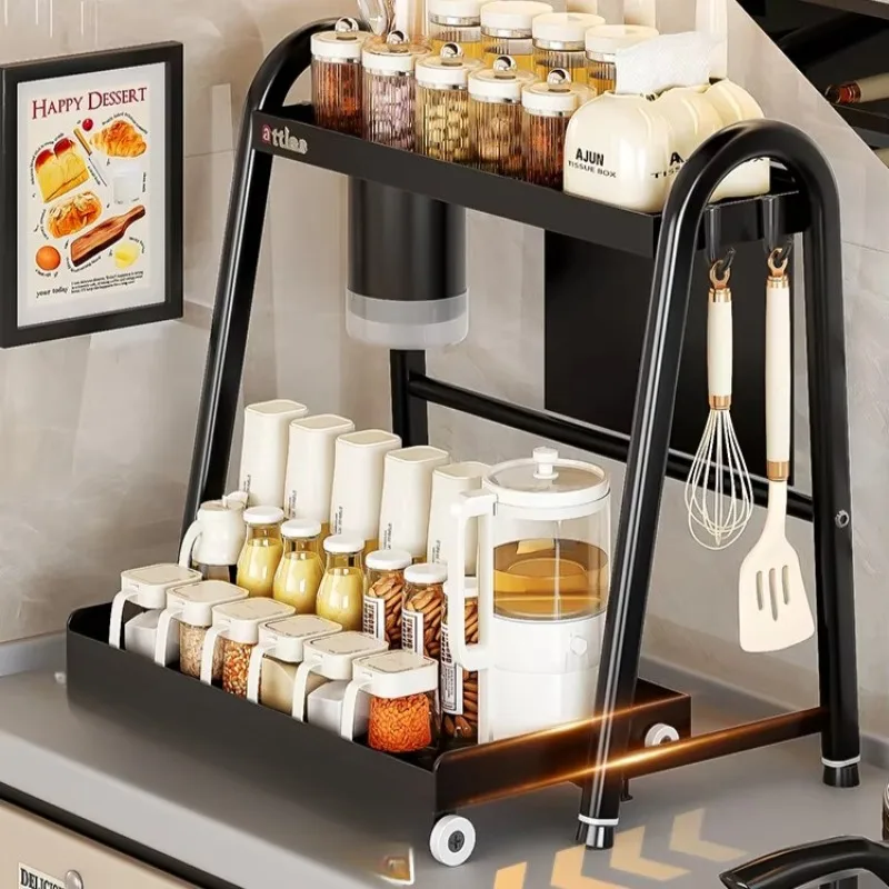 Multi-Function Kitchen Spice Organizer Stand Double-Layer Pull-Out ...