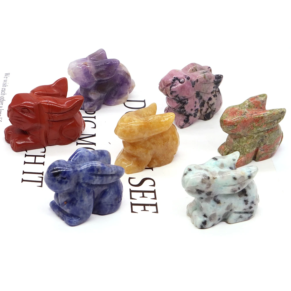 Hand-Carved-Rabbit-Statue-with-Natural-Stone-Crystals-Healing-Bunny ...