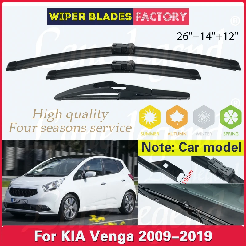 Car Front Rear Wiper Blades Set For Kia Venga MK1 2009-2019 Windshield ...