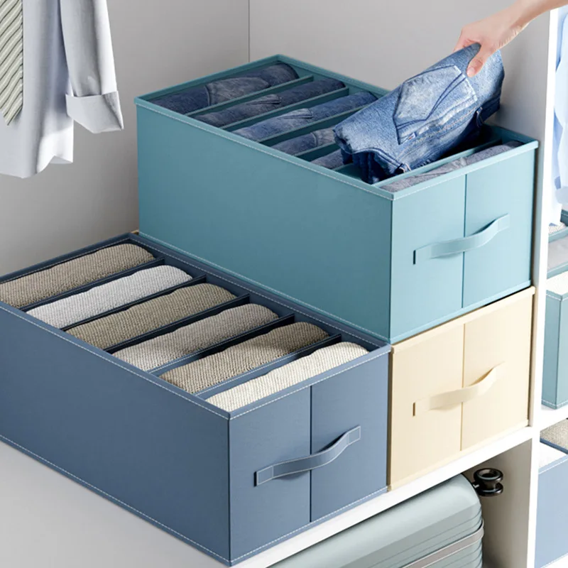 T-Shirt-Storage-Box-in-the-Closet-Denim-Pants-Organizer-for-Wardrobe ...