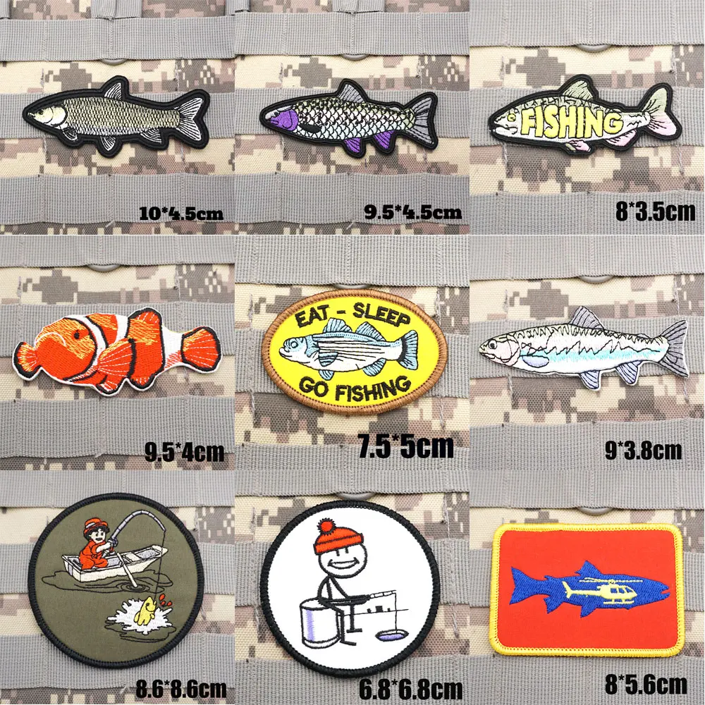 Cartoon-Fish-Military-Tactical-Embroidered-Patches-Armband-Backpack ...