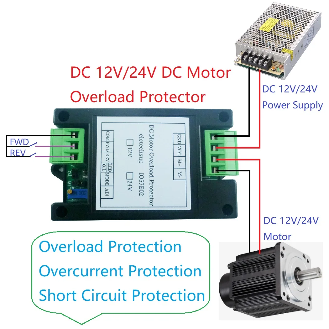 IO57E02-DC-12V-24V-Power-Brushed-Motor-Overload-Overcurrent-Short-Circuit-Protector-Module ...