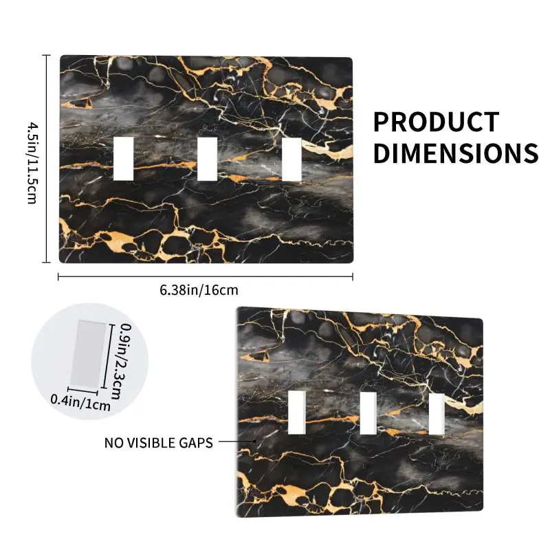 Custom Black Gold Marble Triple Switch Panel | Gifts Flash