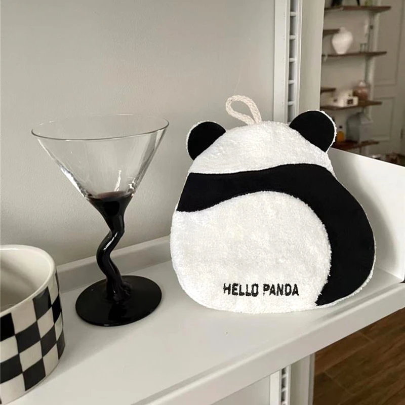 Hello Panda Hand Towel Cartoon Bathroom Quick Dry Hang Towel Soft ...