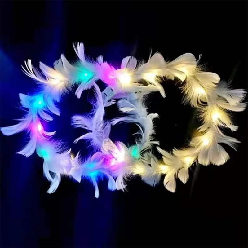 LED-Feather-Wreath-Crown-Headband-for-Women-Luminous-Headdress-for ...