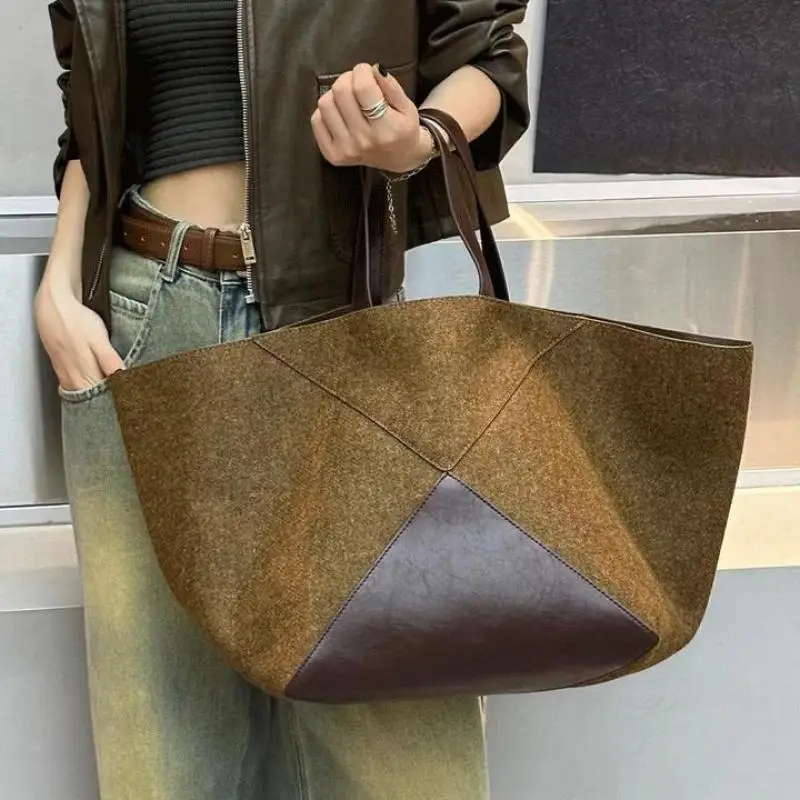 Autumn and Winter Fashion New Patchwork Contrasting Color Large ...