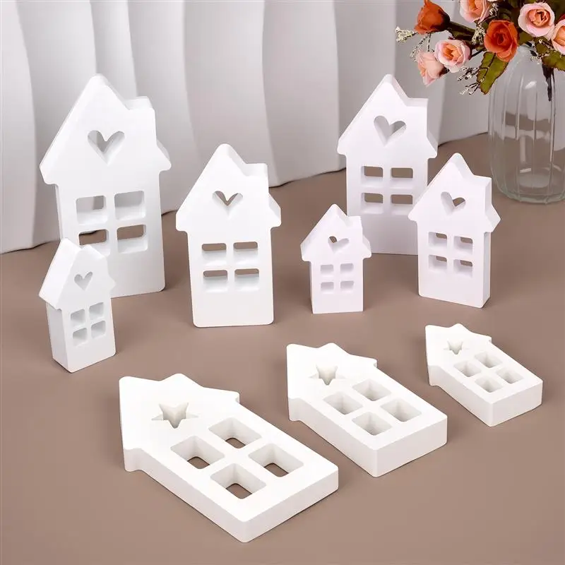 New Heart Shape House Silicone Mold DIY Handmade Houses Plaster Casting ...