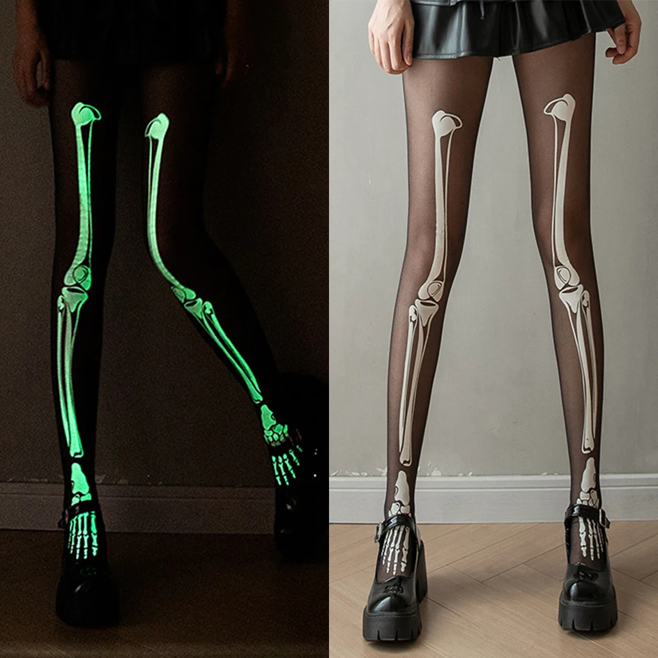 Sexy-Halloween-Bone-Pantyhose-Women-Transparent-Noctilucent-Tights ...