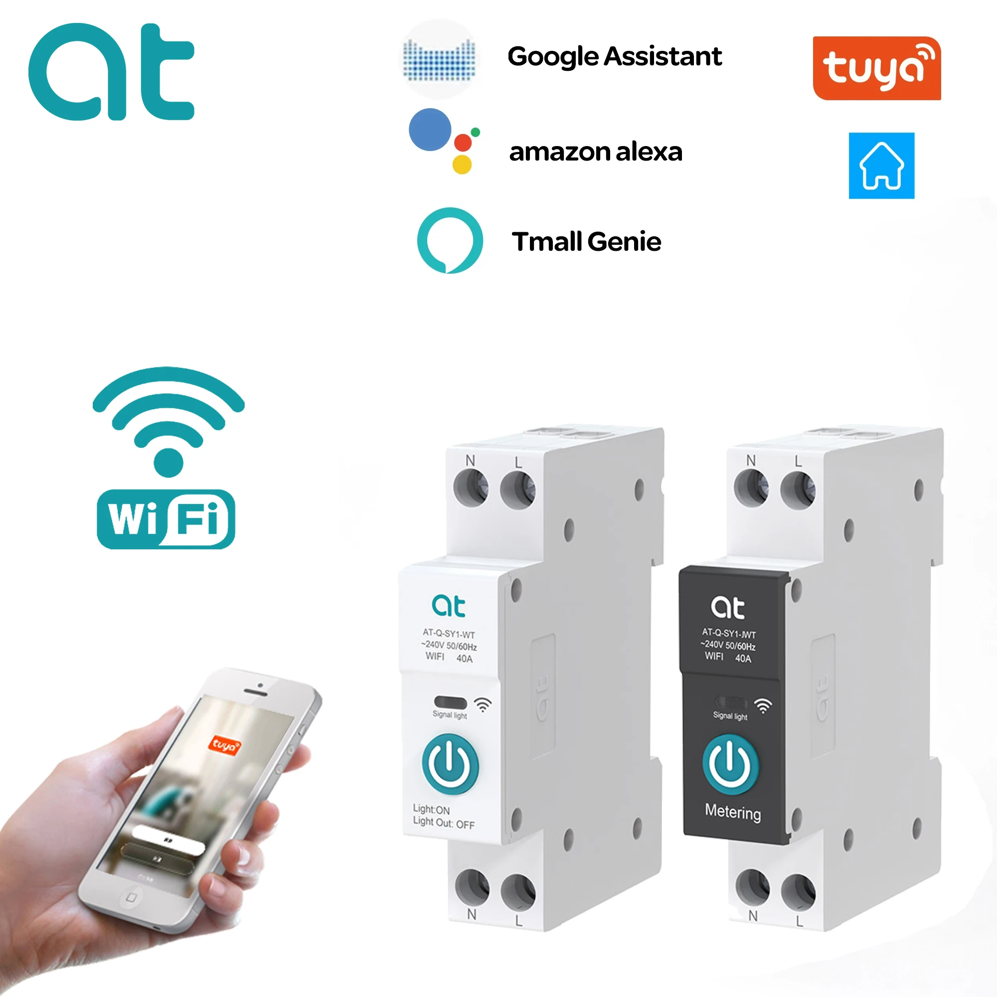 Tuya Wifi Smart Circuit Breaker With Metering 1p 63a Rail Din For Smart Home Wireless Remote ...